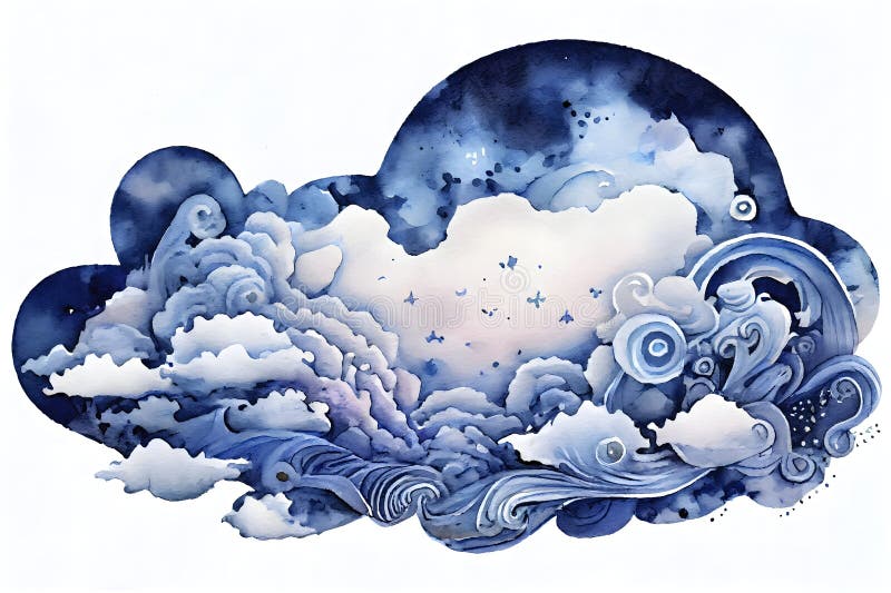 Whimsical Blue Cosmic Clouds for Your Next Project. Stock Illustration ...