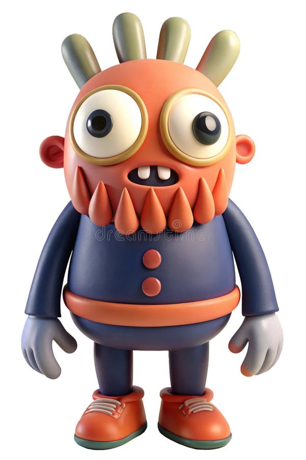 Whimsical Blue Creature with Big Eyes Stock Illustration - Illustration ...