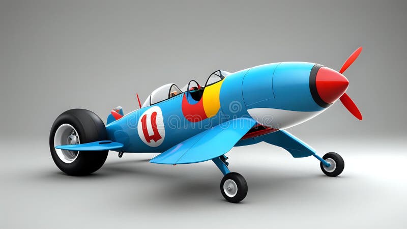 A Whimsical Blue Race Plane with Large Wheels Stock Illustration ...