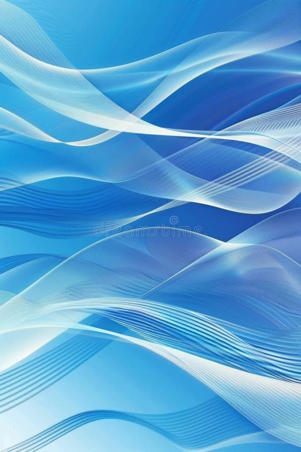 Whimsical Blue Waves Dance on White Canvas Stock Illustration ...
