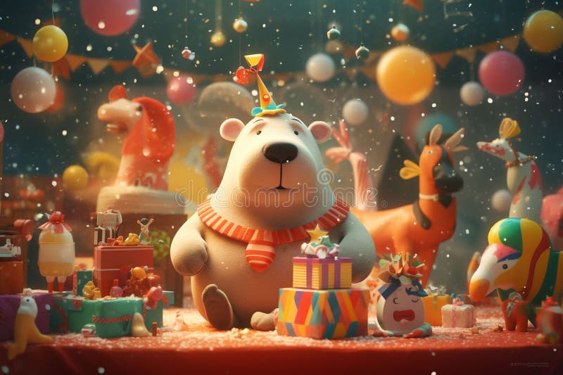 Whimsical Boxing Day Scenes with Animals Stock Illustration ...
