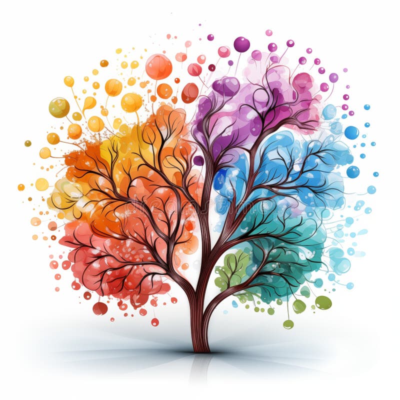 Whimsical Brain Tree with Colorful Branches - Artistic Concept ...