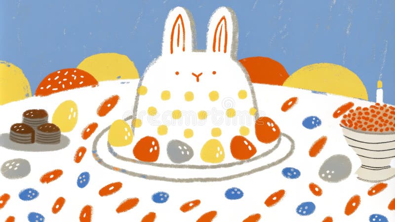 Whimsical Bunny-themed Dessert Display with Colorful Easter Eggs Stock ...