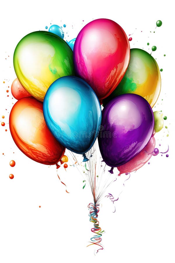 A Whimsical Burst a Vibrant Array of Multi-Colored Balloons Dancing ...