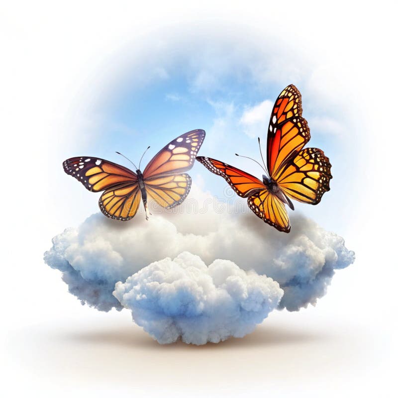 Whimsical Butterfly on Cloud Illustration Stock Illustration ...