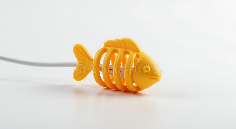 Whimsical Cable Management: a Cheerful Yellow Fish Cord Organizer Stock ...