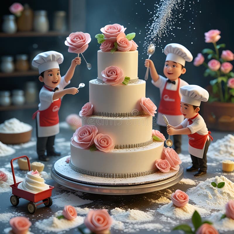 Whimsical Cake Decorating Scene Stock Photo - Image of baking, dessert ...