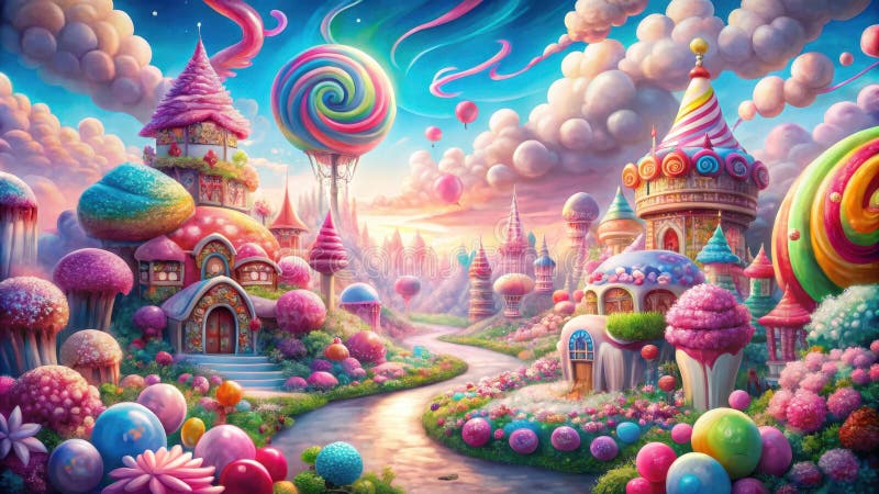 Whimsical Candy Kingdom a Path through Sweet Treat Architecture and ...