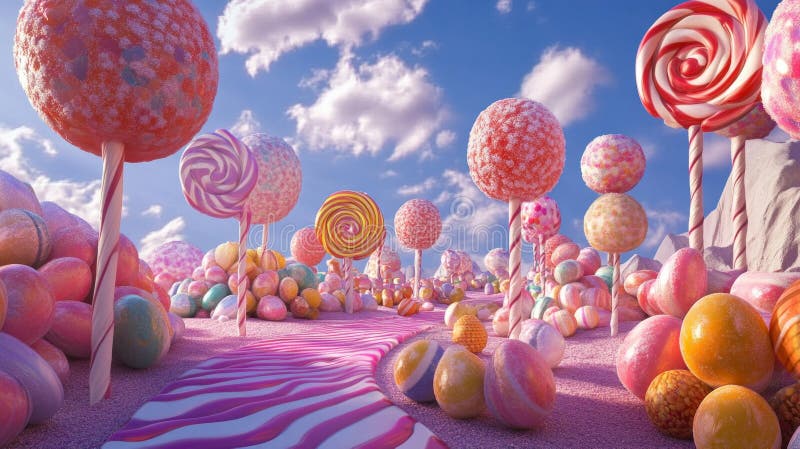 Whimsical Candy Land with Lollipops and Sweet Path in a Fantasy Setting ...