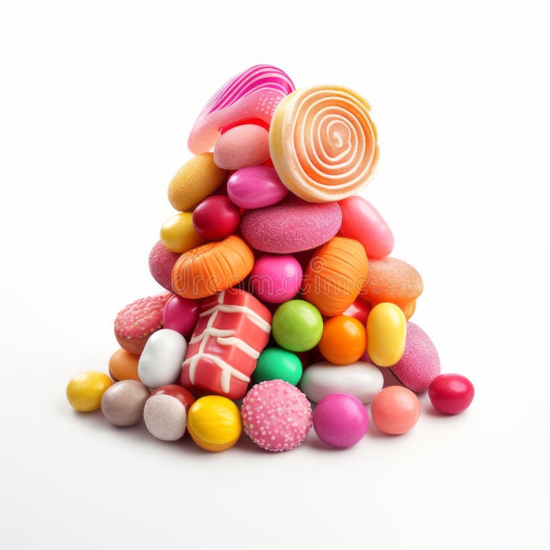 Whimsical Candy Stack: a Photorealistic and Fantastical Blend Stock ...