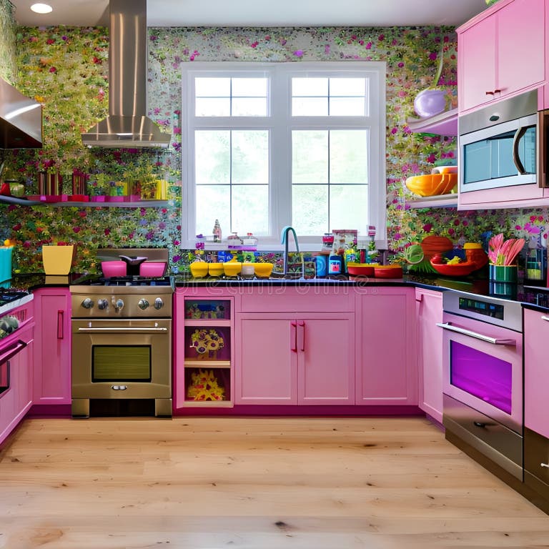 A Whimsical Candy-themed Kitchen with Candy-colored Cabinets, Lollipop ...