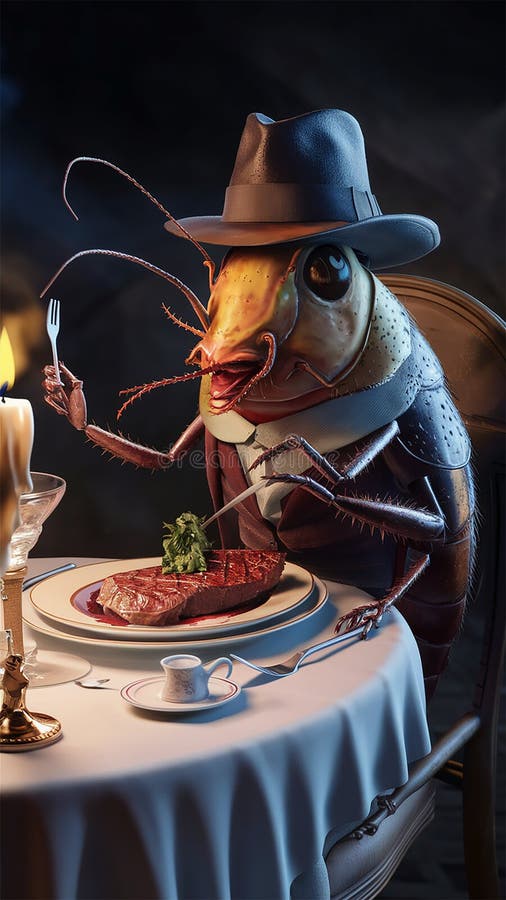 A Humorous and Surreal 3D Render of a Cockroach Stock Illustration ...