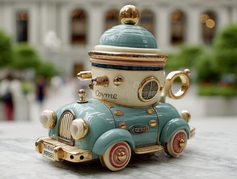 A Whimsical Car Designed To Resemble a Coffee Cup, Promoting a Coffee ...