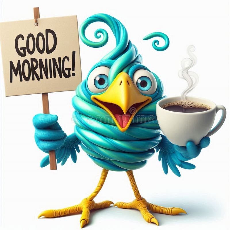 A Whimsical Caricature Animals Holding a Placard with Large Text "Good ...