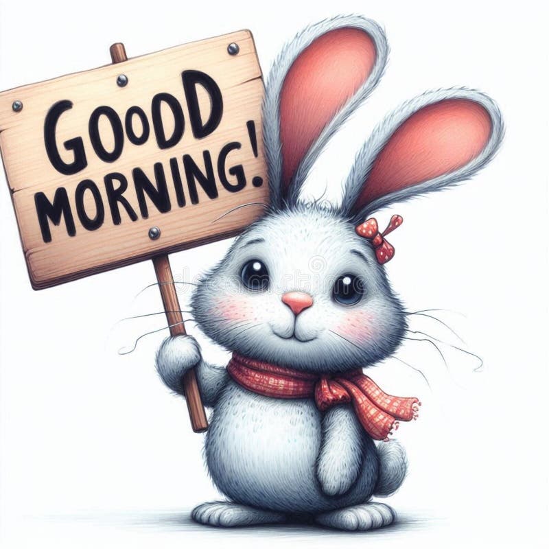 A Whimsical Caricature Animals Holding a Placard with Large Text "Good ...