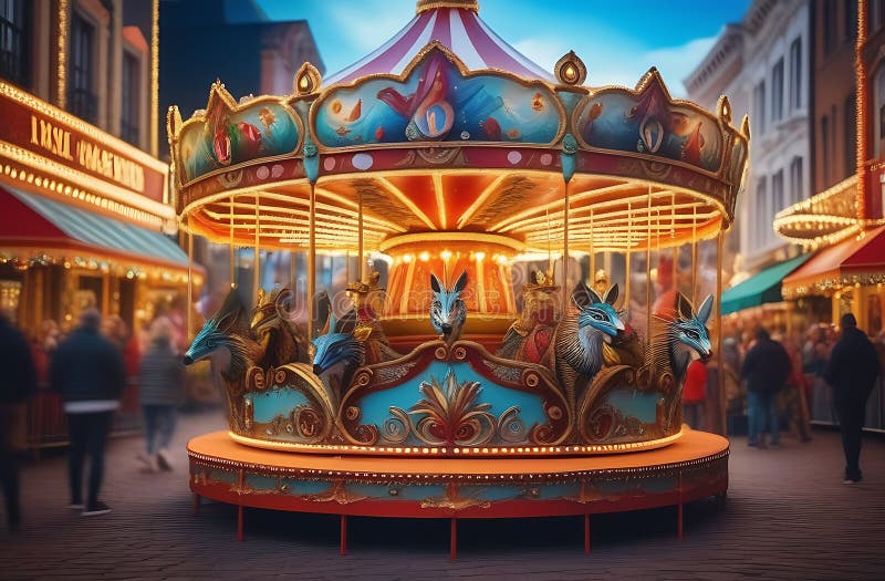 Whimsical Carnival Float Adorned with Fantastical Creatures ...