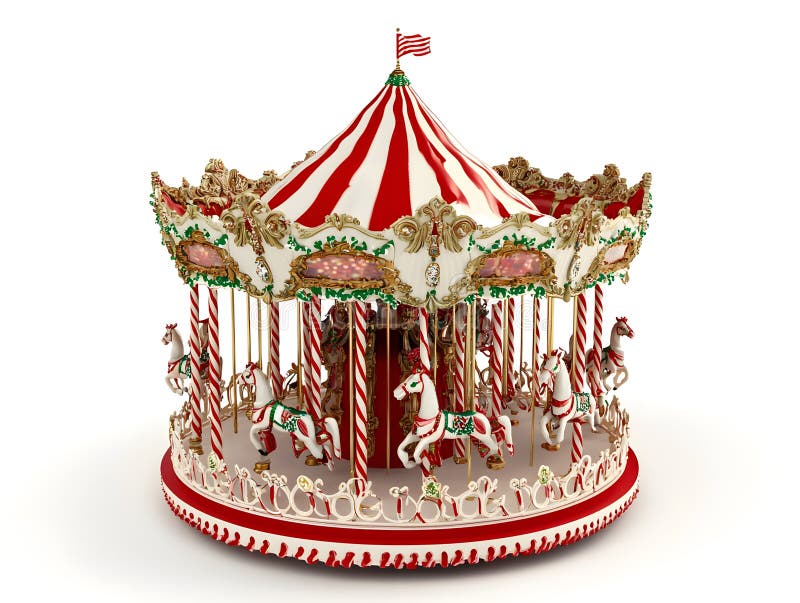 3D Animation Style of a Festive Carousel Constructed from Candy Canes ...