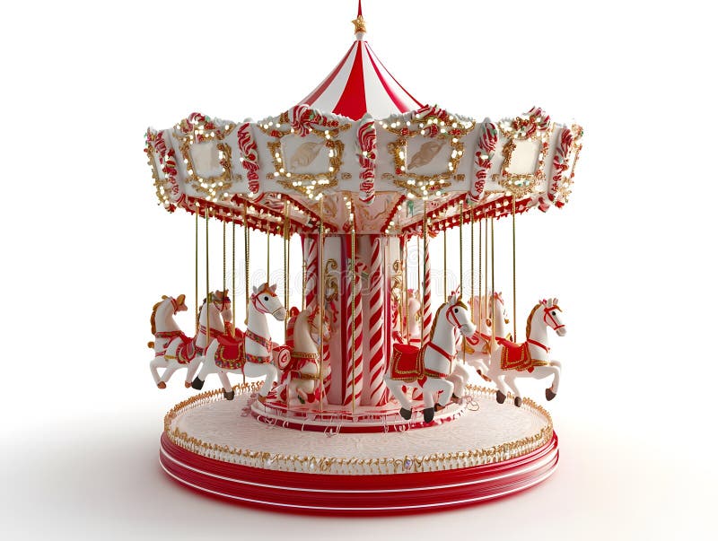 3D Animation Style of a Festive Carousel Constructed from Candy Canes ...