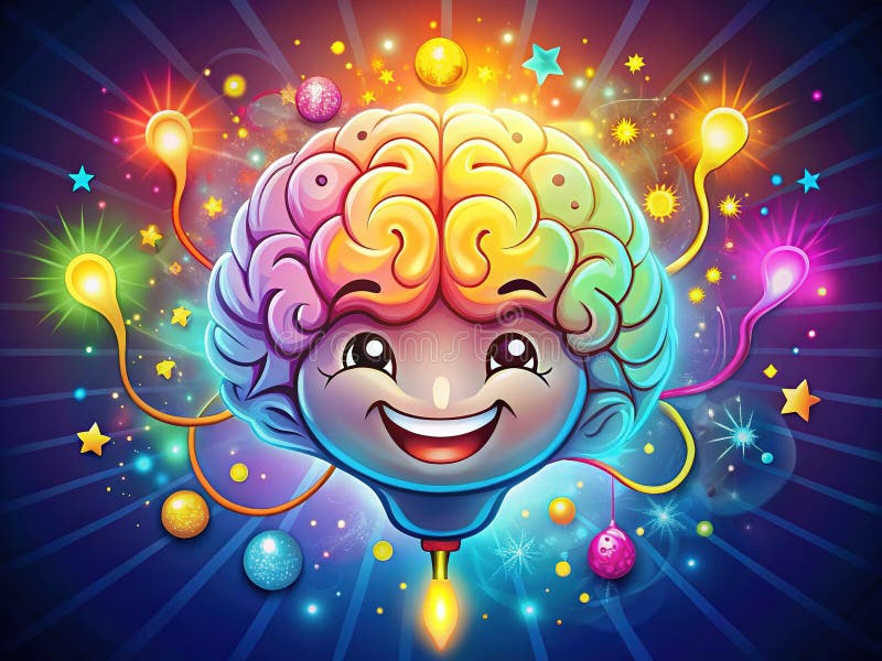 A Whimsical Cartoon Brain Explores Imagination and Creativity a Vibrant ...