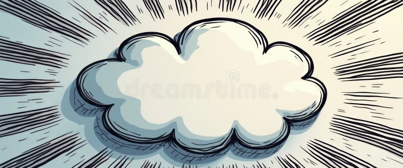 Whimsical Cartoon Cloud with Dynamic Rays Stock Photo - Image of ...