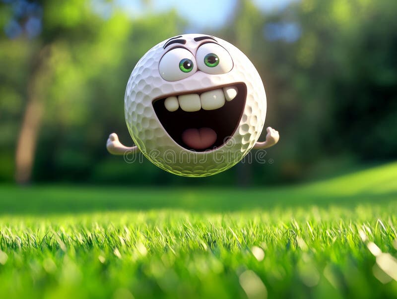 Whimsical Cartoon Golf Ball Stock Illustration - Illustration of ...
