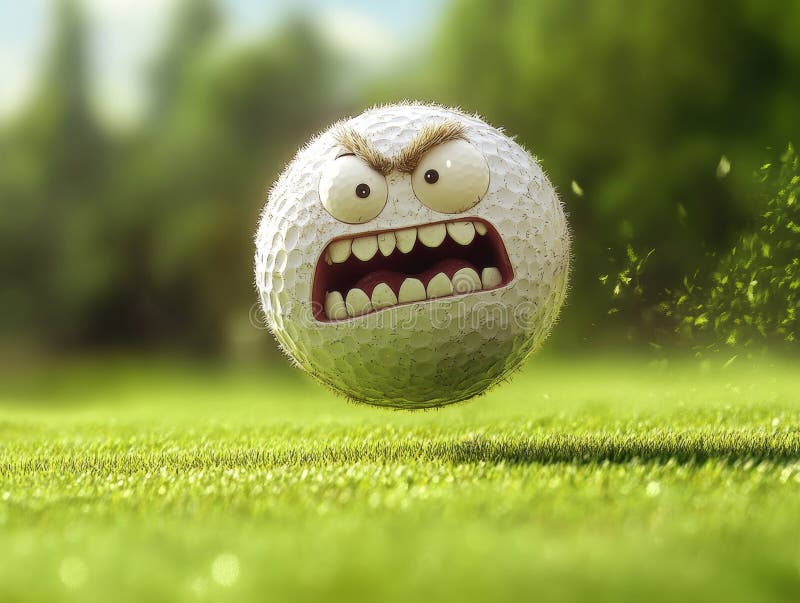 Whimsical Cartoon Golf Ball Stock Illustration - Illustration of ...