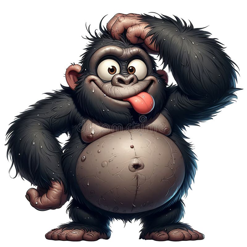 Whimsical Cartoon Gorillas. a Quirky Cartoon Gorilla is Thoughtful ...
