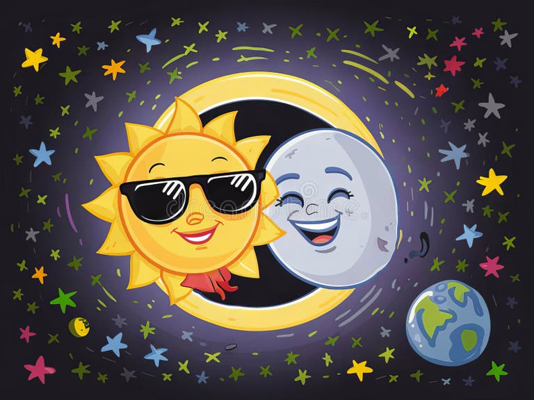 Cute Solar Eclipse Illustration Stock Illustration - Illustration of ...