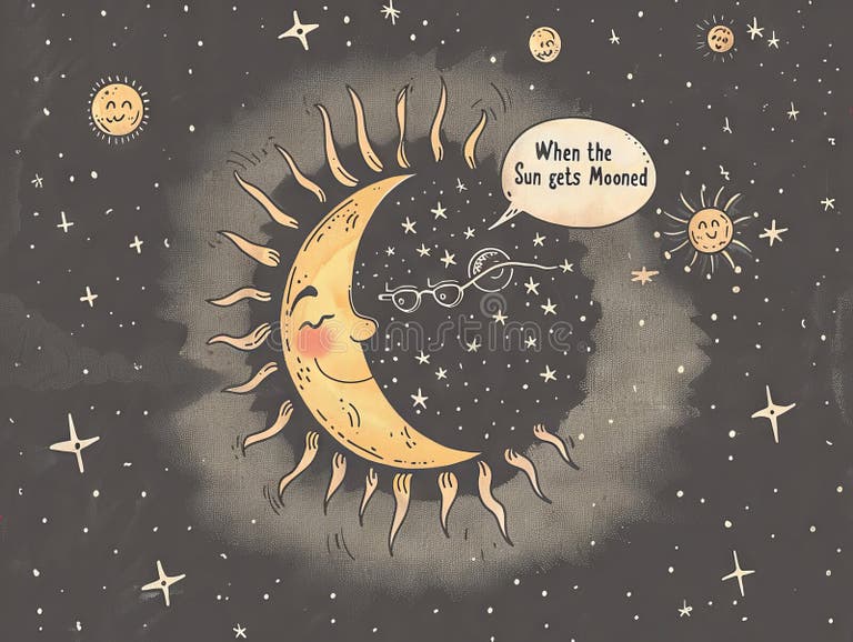 Cute Solar Eclipse Illustration Stock Illustration - Illustration of ...