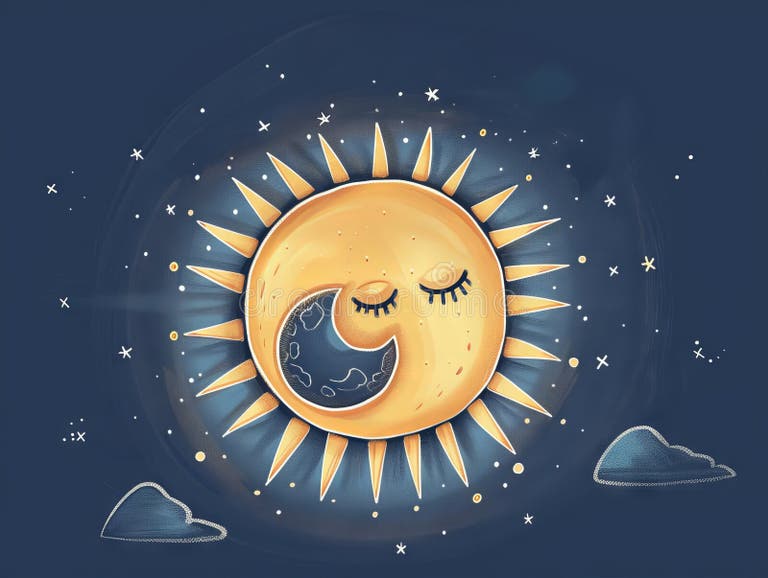Cute Solar Eclipse Illustration Stock Illustration - Illustration of ...