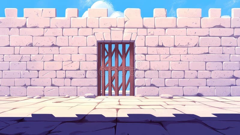 A Whimsical Cartoon Wall Features a Cracked Lattice Gate, Perfect for ...