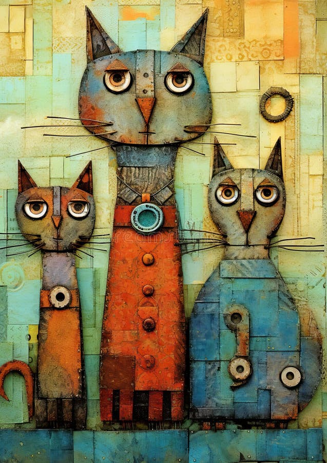 Whimsical Cat Family Generative AI Illustration Stock Illustration ...