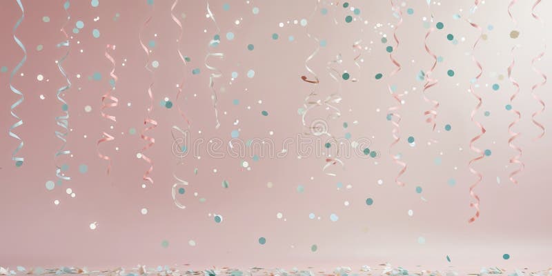 Whimsical Celebration Confetti Party Streamers Pastel Pink Backdrop ...