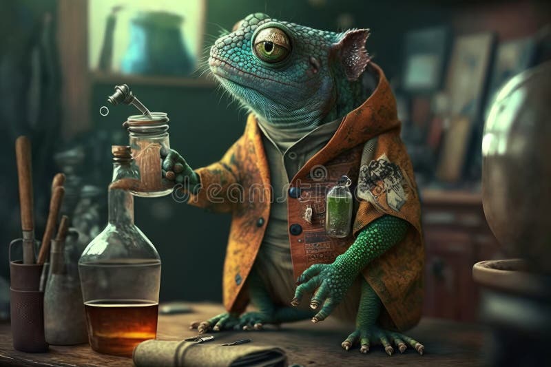 A Whimsical Chameleon Scientist Colorful and Creative Insect Study ...