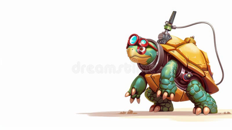 A Whimsical Character with a Clockwork Shell and Periscope Head ...