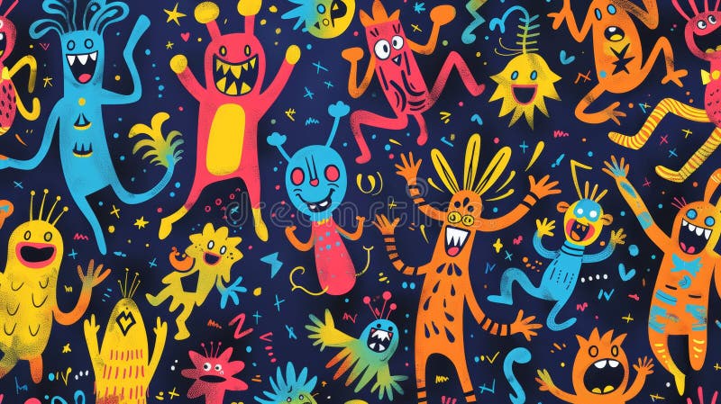 Whimsical Character Design, Dancing Doodle Characters in a Fun and ...