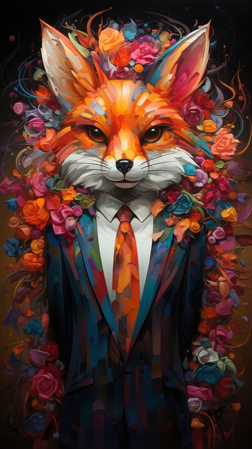 A Whimsical Character and the Head of a Charismatic Fox Stock ...