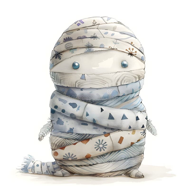 A Whimsical Character Wrapped in Layers of Patterned Fabric, Featuring ...