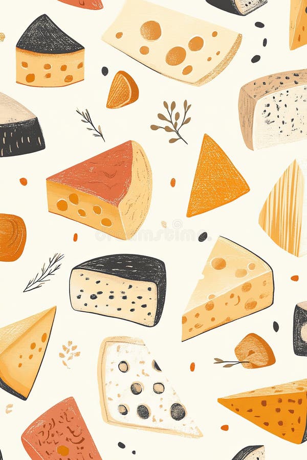 Whimsical Cheese Pattern with Playful Cheese Illustrations and Colors ...