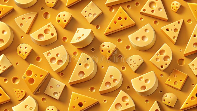 Whimsical Cheese Shapes in a Repeating Design Stock Illustration ...