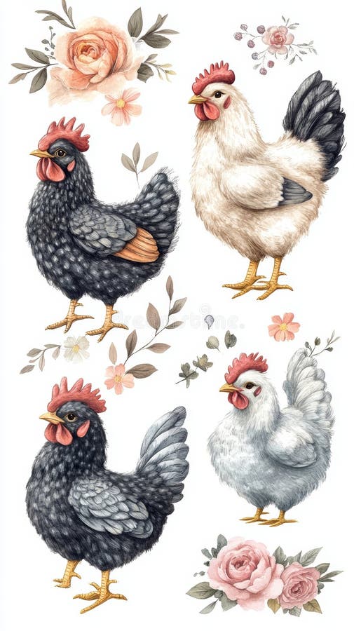 Whimsical Chicken Illustration with Flower Headband, Lazy Chicken ...