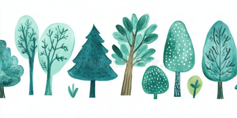 Whimsical Childrens Forest Drawing with Playful Trees for Creative ...