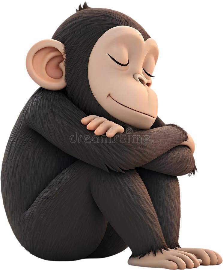 Whimsical Chimpanzee Illustration, Ready To Reach and Connect. Stock Image - Illustration of ...