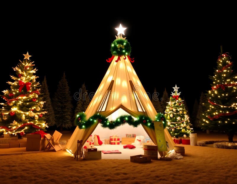 Whimsical Christmas Tree Teepees a Unique Holiday Decor Trend Stock ...