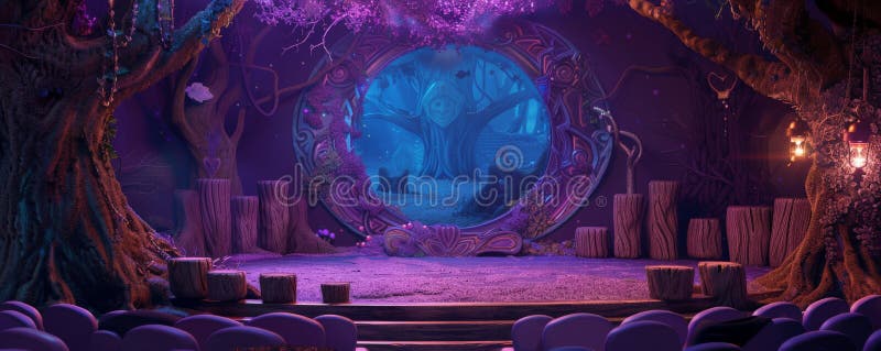 A Whimsical Cinema Background with a Fantasy-themed Theater, Decorated ...
