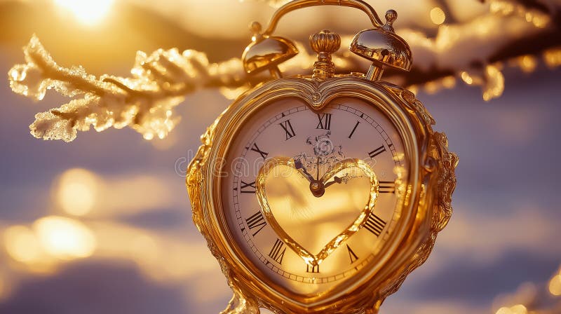 A Whimsical Clock Drapes Over a Branch, Reflecting Sunlight in a ...