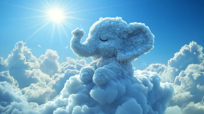 Whimsical Cloud Elephant Basking in Sunlight Stock Photo - Image of ...
