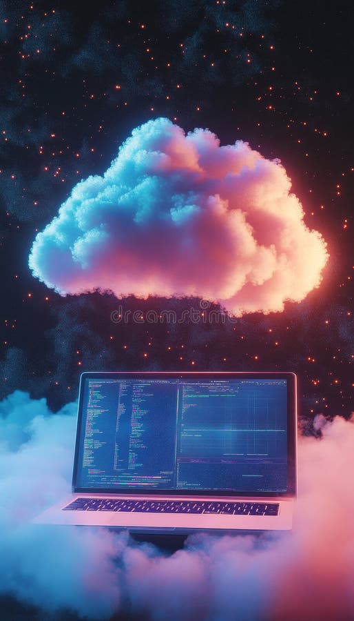 Whimsical Cloud Floating Above a Laptop Symbolizes Endless ...