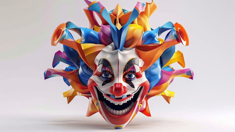 Whimsical Clown Mask Adorned with Colorful Ribbons Stock Image - Image ...