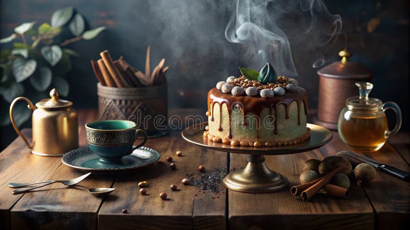 A Whimsical Coffee Break Delicate Cake Aromatic Coffee and Intriguing ...
